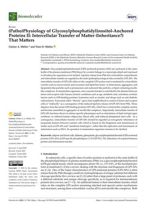 Pdf Pathophysiology Of Glycosylphosphatidylinositol Anchored
