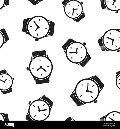 Watch Clock Seamless Pattern Background Business Flat Vector