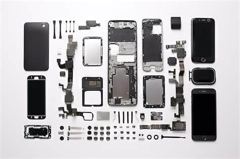 Premium Photo Smartphone Components On White Background With Clipping Path