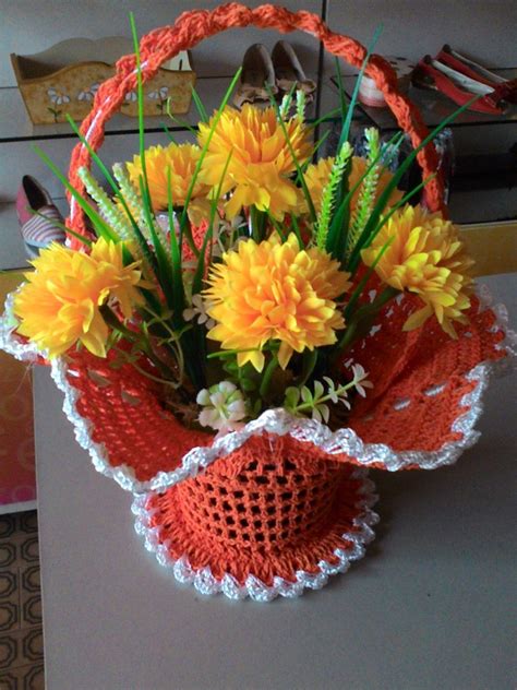 Vaso Flores Artificiais Vaso Crochê artesanato R 54 00 em