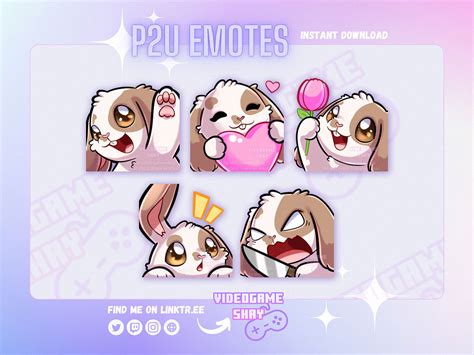 Cute Bunny Emote Pack For Twitch And Discord Videogame Shay
