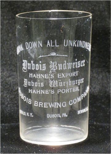 1898 Dubois Budweiser Beer 3¾ Inch Etched Drinking Glass Dubois