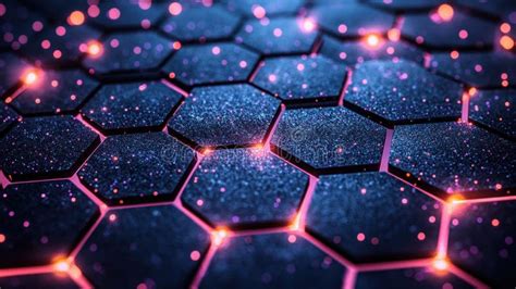 Glowing Hexagon Network Abstract Background Technology Stock