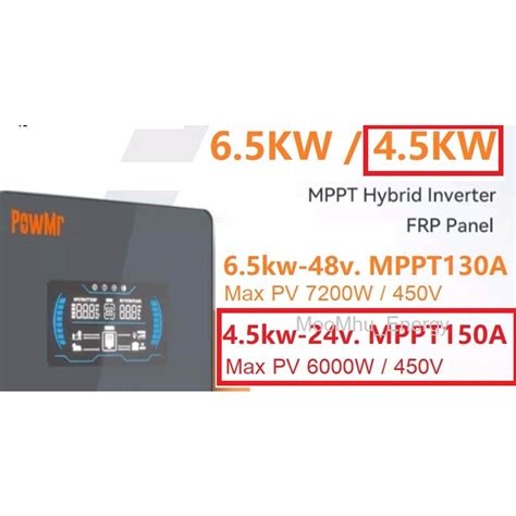 Powmr Hybrid Inverter Offgrid 65kw 48v 130a Mppt 45kw 24v 150a Mppt