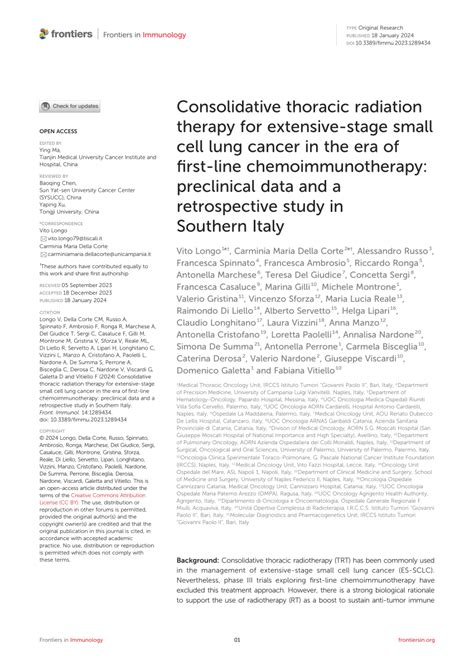 Pdf Consolidative Thoracic Radiation Therapy For Extensive Stage