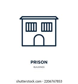 Prison Icon Buildings Collection Thin Linear Stock Vector Royalty Free