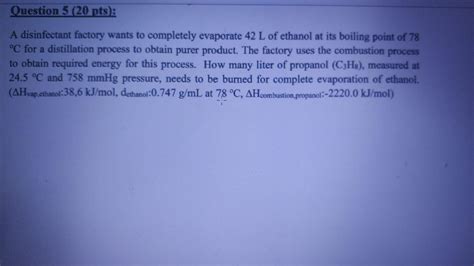 Solved Question Pts A Disinfectant Factory Wants To Chegg