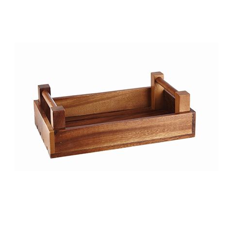 Acacia Wood Rectangular Trug 34 X 20 X 10cm Pro Catering Equipment