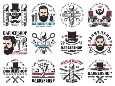 Barbershop Icons Beard Shaving And Haircut Salon 16165794 Vector Art