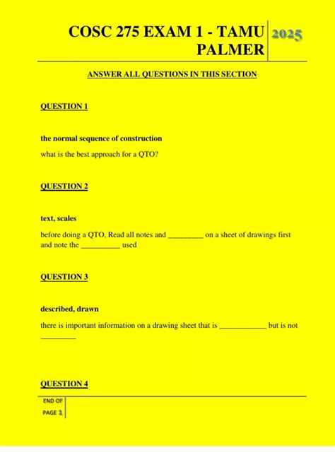 Cosc 275 Exam 1 Tamu Palmer Questions And Answers 2025 Cosc 275
