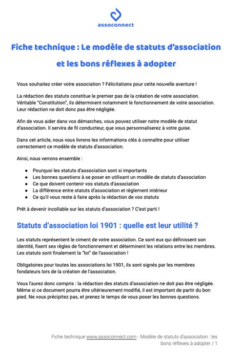 Modèle De Statuts Dassociation à Télécharger