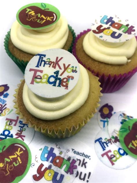 Buy 24 Pre Cut Thank You Teacher Edible Wafer Paper Cake Toppers
