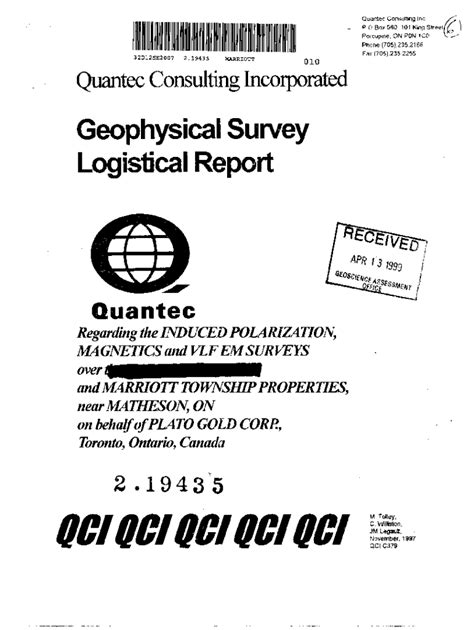 Fillable Online Geophys Surv Ip Mag And Vlf Em Survs Marriott Tp