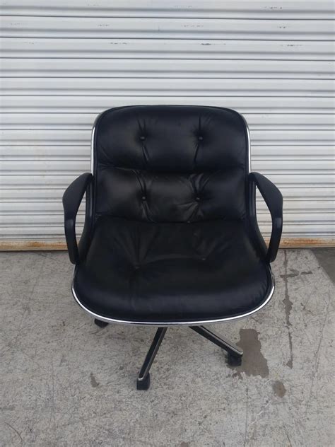 Charles Pollock Black Leather Executive Chair Metro Retro Furniture