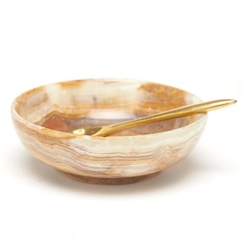 Marble Bowl With Golden Spoon In T Box Assorted 5 Colors Food Safe