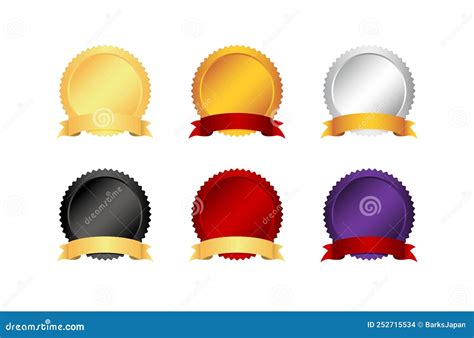 Medal And Ribbon Template Vector Illustration Set Text Space Design
