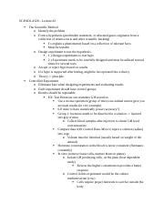 4320 Lecture 3 Docx SC BIOL 4320 Lecture 2 The Scientific