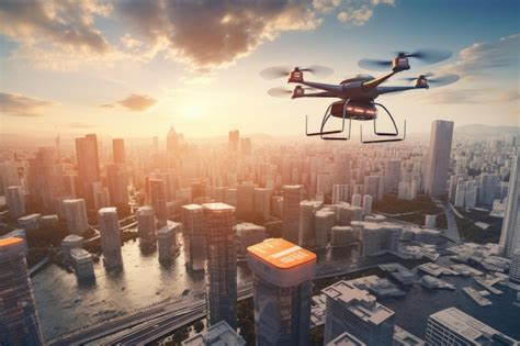 premium ai image autonomous drones transporting cargo in busy