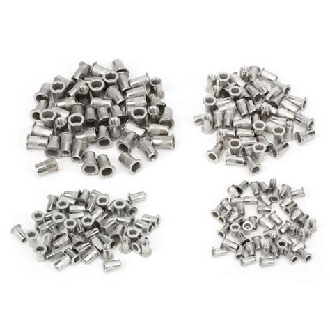 Fdit jeu d écrou à rivet 200 pièces en acier inoxydable mixte M3 M4 M5
