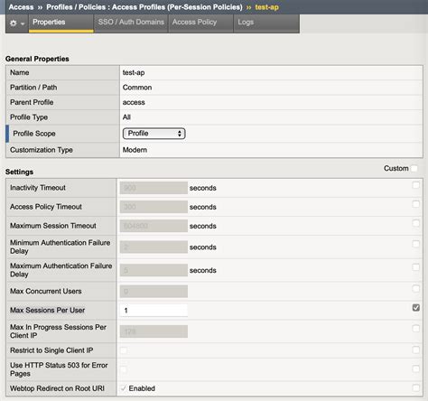 Limiting User Access Session — Access Control Using F5 Apm 0 1 Documentation