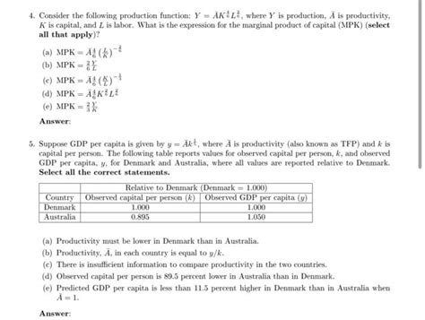 Solved Consider The Following Production Function Chegg