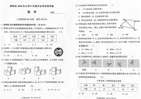 2023年—2024学年度第二学期朝阳区六年级数学期末考试试卷！2024年朝阳区六年级数学毕业考试卷北京幼升小网