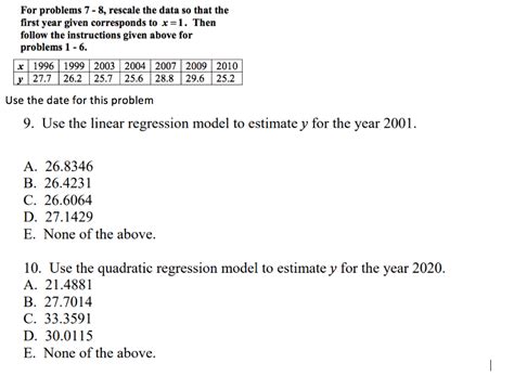 Solved For Problems 7 8 Rescale The Data So That The