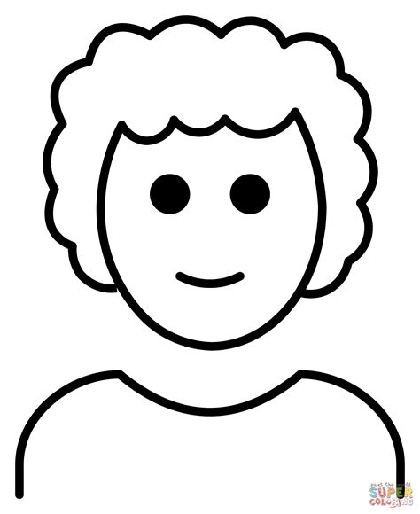 Man Curly Hair Emoji Coloring Page Free Printable Coloring Pages