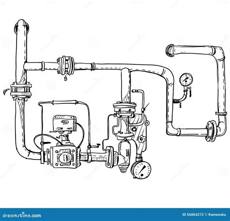 Boiler Room Pipes Vector Sketch Stock Vector Illustration Of