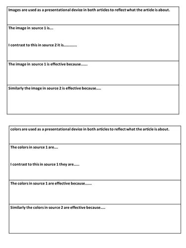 Presentational Devices Non Fiction Writing Frame Teaching Resources