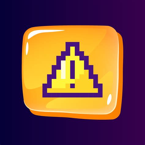 Warning Glossy Ui Button With Pixelated Color Icon Notification