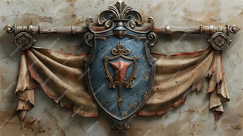 Premium Photo The Shield Crest Is Illustrated On An Ancient Scroll