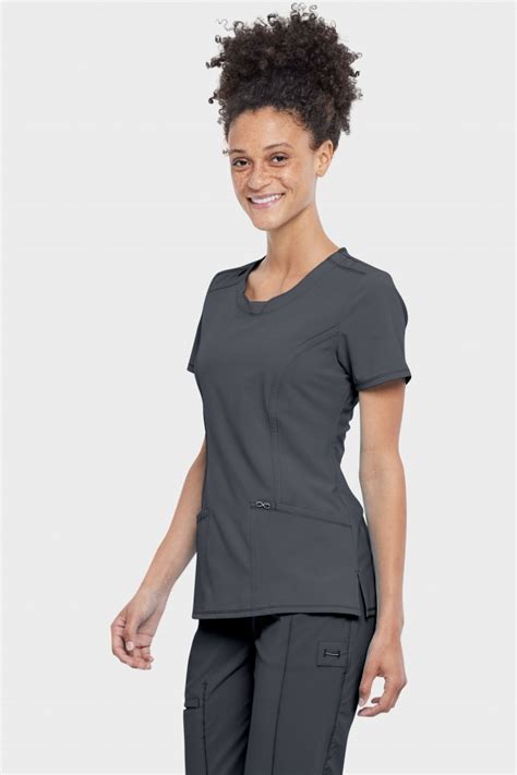 Cherokee Infinity Round Neck Scrub Top Pewter Simon Jersey