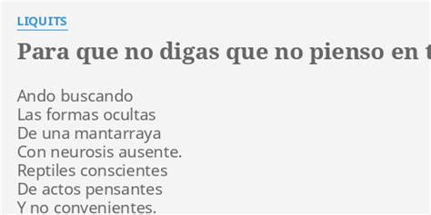 Para Que No Digas Que No Pienso En Ti Lyrics By Liquits Ando