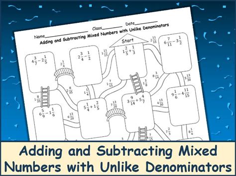 Adding And Subtracting Mixed Numbers With Unlike Denominators Maze