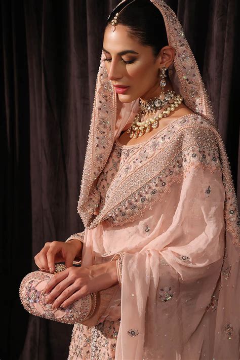Pink Pakistani Bridal Dress In Lehenga Kameez Style Nameera By Farooq