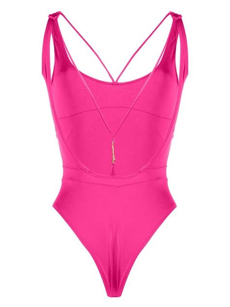 Jacquemus Le Maillot Signature One Piece Swimsuit In Fuchsia Modesens