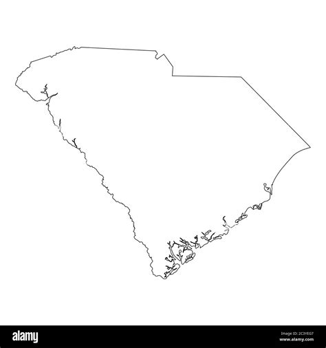 South Carolina Sc State Map Usa Black Outline Map Isolated On A White