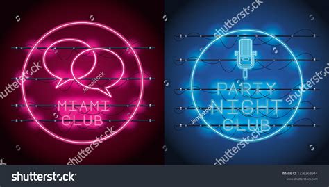 Disco Party Neon Lights Stock Vector Royalty Free 1326363944