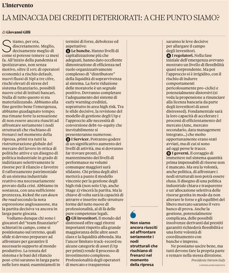 Intrum Su Linkedin Italia Italy Economia Aziende Imprese Pil Ripresa Npl Utp