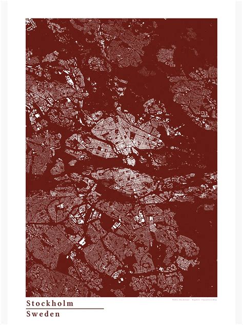 Stockholm City Plan Map Figure Ground Plan Colored Red Inverted Sticker For Sale By