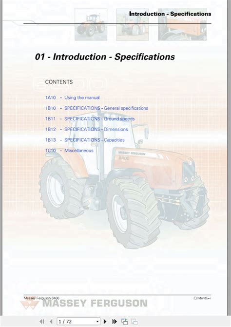 Massey Ferguson Tractor Mf 6400 Series Workshop Service Manual Auto