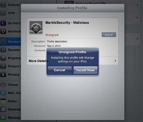 Screenshot Of Ios Allowing Unsigned And Unverified Profile Download