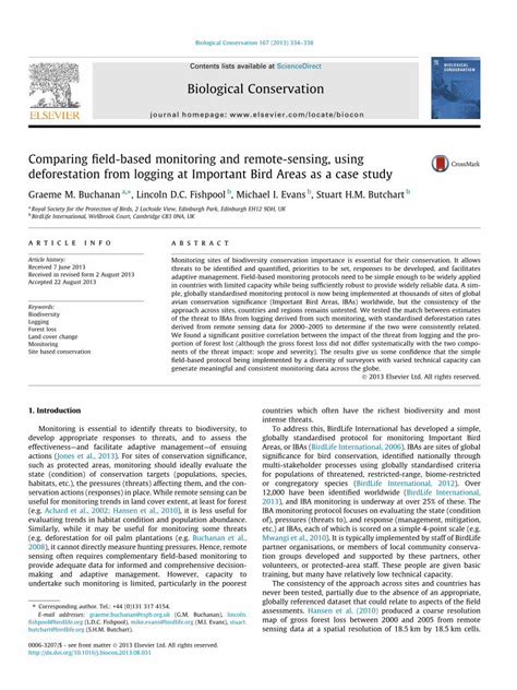 Pdf Comparing Field Based Monitoring And Remote Sensing Using