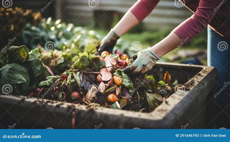 Stockphoto Person Composting Food Waste In Backyard Compost Bin Garden