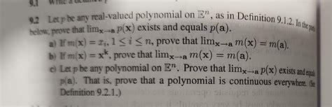 Solved 92 Let P Be Any Real Valued Polynomial On En As In