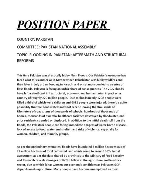 Position Paper 2 Pdf Pakistan Flood