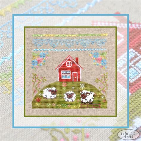 In The Meadow Cross Stitch Kit Tela Artis X 028 Sampler Hand Dyed Threads