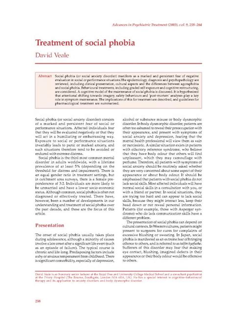 Cbt For Social Anxiety Pdf 109102 Social Phobia Heimberg Model