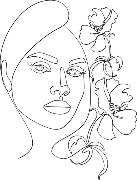 Un Dibujo De Una Mujer Con Flores Y Un Dibujo De Un Mujer Con Una Flor